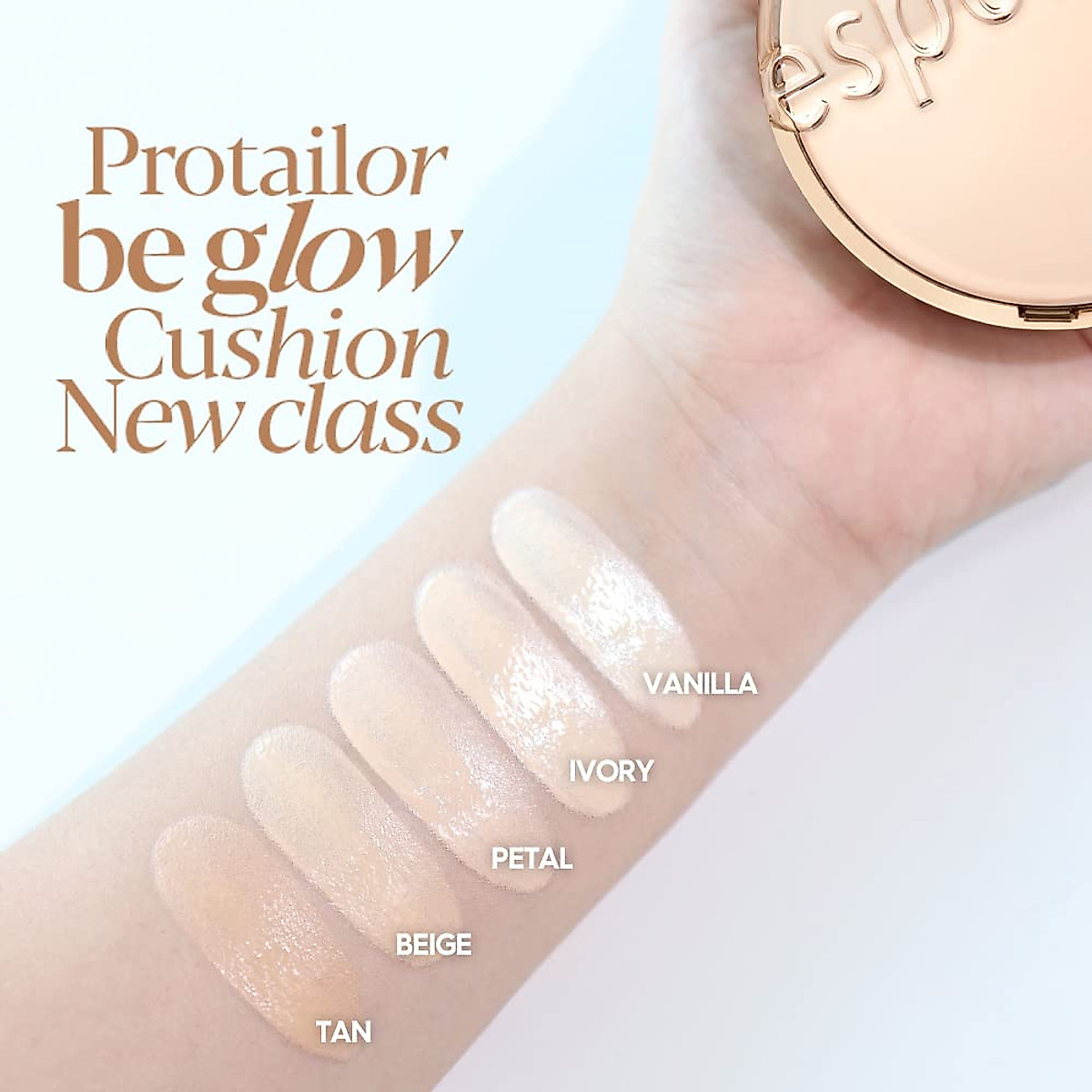 Espoir Pro Tailor Be Glow Cushion New Class #4 Beige 0.46 oz | Refill not Included | Long-Lasting Dewy Cushion Foundation | Radiant & Glow Skin with Buildable Coverage | Korean Cushion Foundation