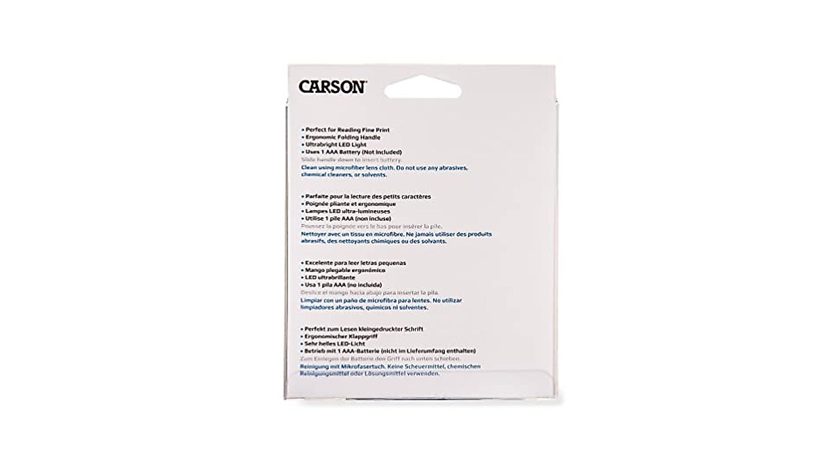 Carson LED 2.5X Rectangular Magnifier with Foldable Handle