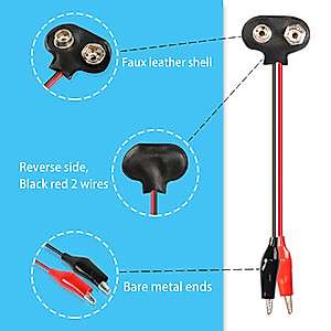 PNGKNYOCN 9V Battery Snap to Alligator Clips Cable,5 Pack Dual Alligator Clips to 9V Battery Snap Connector Cables（15cm）
