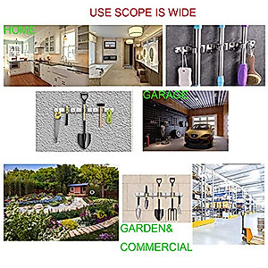 EVV Broom Holder Wall Mount 2 Packs Broom Holder Organizer with 3 Utility Racks 4 Hooks,Broom Mop Hanger,Organizer,Holder, Hooks,Storage for Laundry Room Garden Garage Closet Kitchen