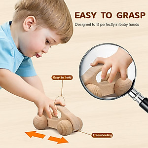 TOY Life Wooden Toys Cars, Montessori Toys for Babies 0-6-12 Months, Rattle Toy Cars for Toddlers 1-3, Christmas Wooden Baby Toys Gift 1 Year Old, Baby Boy Nursery Decor, 1 Year Old Boy Birthday Gift