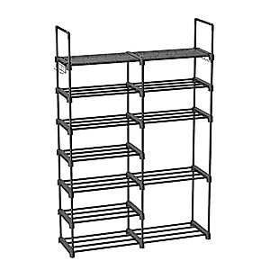 GIMTRR 7 Tiers Metal Shoe Rack, Large Capacity 24-30 Pairs Vertical Shoe Tower, Tall Shoe Storage Organizers, Narrow Shoe Shelf for Entryway, Closet, Garage