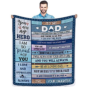 Dad Gifts-Dad Gifts from Daughter Fuzzy Soft Warm Sherpa Throw Blanket for Dad-Father Day Christmas Birthday Gifts for Dad from Daughter Premium Flannel Blanket 50”x60” for Couch Bed Living Room