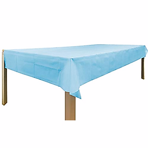 Disposable Plastic Table Covers (4 Pack, 54" x 108") (Light Blue)