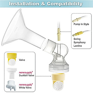 Nenesupply Pump Parts 24mm Flanges Compatible with Medela Breastpump Flange Valve Membrane Connector Compatible with Personalfit Connector Not Original Medela Pump Parts. Pump in Style Symphony