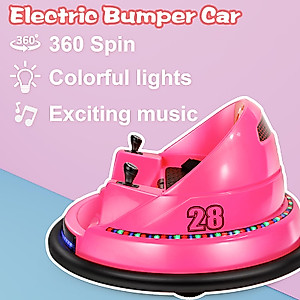 BROAGE Kids Race Toy 6V Electric Ride On Bumper Car Vehicle Remote Control 360 Spin DIY Numbers 00-99 ASTM-Certified Dark Red