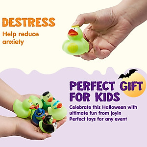 JOYIN 12 PCS Halloween Glow Ducks Bath Toys, Rubber Duckies for Trick or Treating Goodie Bag Fillers, Glow in The Dark Ducky Duck for Halloween Party Favors Decorations School Classroom Prizes