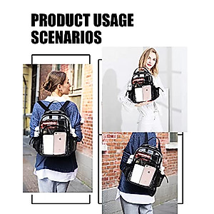 Fmeida Small Clear Backpack Stadium Approved Heavy Duty Clear Mini Backpack Transparent PVC See Through Bags for Concert Work Sport Games Concerts Security Travel