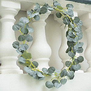 COOWAS 2 Pack Artificial Eucalyptus Leaves Garland Feet Fake Vine Leaves Greenery for Wedding Party Outdoor Garden Office Home Kitchen Bedroom Wall Decor