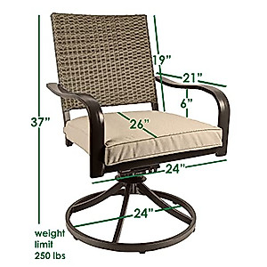 Garden Elements Bellevue Aluminum Woven Back Swivel Rocker, Taupe (Pack of 2)
