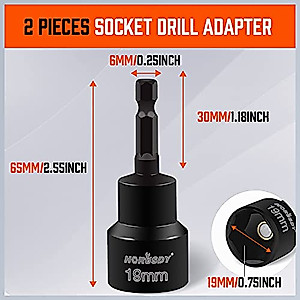 HORUSDY 2-Pieces RV Leveling Scissor Jack Socket Drill Adapter, 1/4 Inch Hex Shank, Fits 3/4 Inch or 19mm Hex Drive Jacks