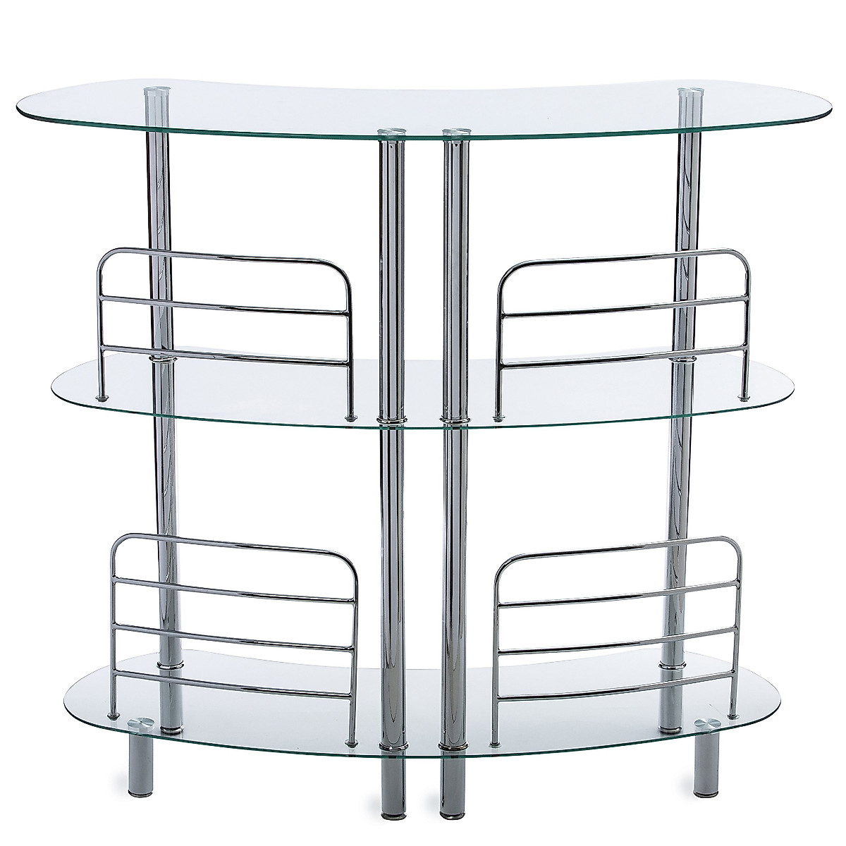 Mango Steam Bar Table for Home - Contemporary Modern Home Bar Unit, Liquor Bar with 2-Tier Storage Shelves, Durable Liquor Bar for Parties & Gatherings, 47" L x 13.6" D x 41" H - Clear