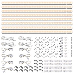 Barrina T5 Grow Lights, Full Spectrum, 2ft 80W (8 x 10W, 500W Equivalent), LED Grow Light Strip for Greenhouse, Plant Grow Shelf, Plug and Play Easy Installation, Yellow, 8-Pack