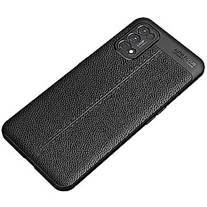GUOQING for Oppo Realme 7 Pro Case,Shockproof High Impact Tough Rubber Rugged Hybrid Case Protective Anti-Shock Shatter-Resistant Mobile Phone CaseLeather Texture (Color : Black)