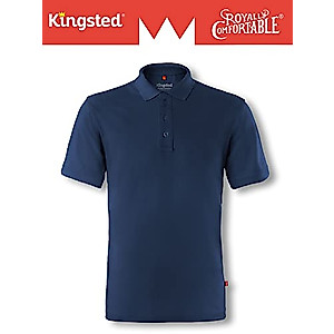 Kingsted Polo Shirts for Men - Royally Comfortable - Classic Pique Fabric - Soft Cotton Blend (Large, Navy Blue)