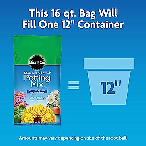 Miracle-Gro Moisture Control Potting Mix, Potting Soil for Container Plants, Protects Against Over and Underwatering, 16 qt.