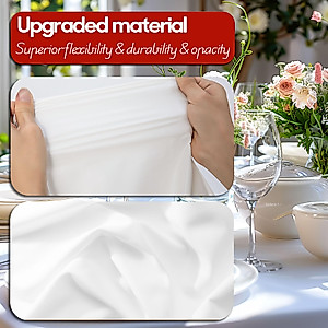 Plastic Table Cloth Roll, 310 Ft x 54 in Disposable Tablecloth with 100 Candy Bags, Rectangle Table Cloth with Cutter Box. White Table Cover for Picnics, Parties, Birthdays, Weddings, Christmas Day
