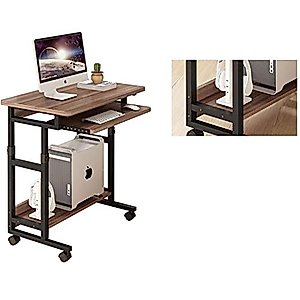 Multifunctional Desk Movable Computer Laptop Desk Study Writing Desk Adjustable with Keyboard Tray for Home Office (Color : Black)