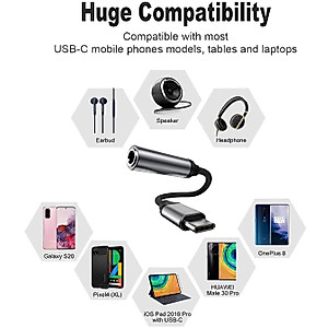 Eanetf USB C to 3.5mm Audio Adapter Type C Female Headphone Jack Adapter Hi-Res DAC Cable for Samsung S21 Note 20 Ultra S20 FE Sony XZ2 XZ3 Google Pixel 5 4 3XL