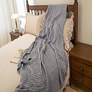 sense gnosis Muslin Throw Blanket for Couch 8-Layer Gauze Blanket Breathable Soft and Lightweight Blankets for Baby and Adults 55"x75", Grey