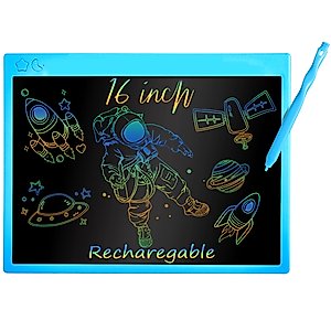 16 Inch Rechargeable LCD Writing Tablet, Erasable & Colorful Doodle Board with Eye-Protecting Large Screen, Educational Learning Toys for 3 4 5 6 7 Year Old Kids, Drawing Tablet Gift for Boys Girls