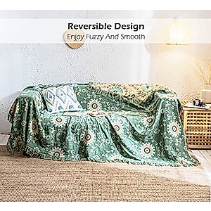Heather Touch 100% Cotton Blanket Queen 78x90 Boho Oversized Throw Chair Covers with Tassels Lightweight Breathable Decorative Bed Blanket 4 Layers Muslin Couch Slipcover Sofa Protector Sunflower
