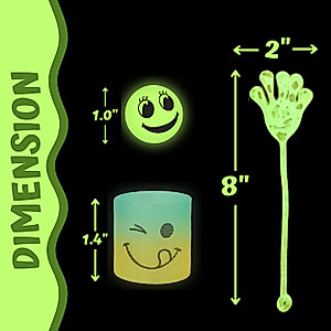4E's Novelty 108 Pcs Glow in The Dark Toys - 36 Bouncy Balls, 36 Coil Spring, 36 Sticky Hands, Bulk Party Favor or Kids Goodie Bags Birthday Party Supplies Basket Stuffers Prizes for Kids
