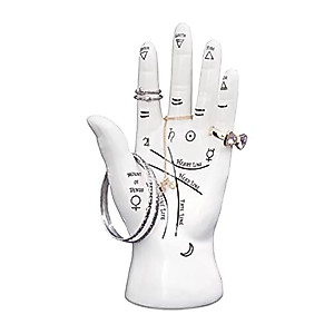 Kikkerland Palm Reader Jewelry Display Mannequin Holder Organizer Storage Stand, White, for Rings, Bracelets, Decoration