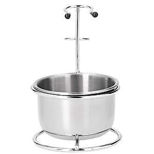 Nunafey Shaving Stand and Bowl Set,Multi?function Practical Metal Shaving Brush Holder Stainless Steel Razor Soap Stand Bowl,Shaving Brush Stand for