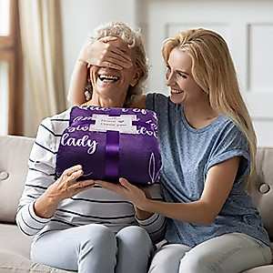 mami home Best Nana Ever Blanket Gift - Wonderful Blankets for Granny with Thick Double Layered Fleece and Sherpa Blanket Fabric | Wholesome I Love You Nana Gifts from Grandchildren Purple 50x60