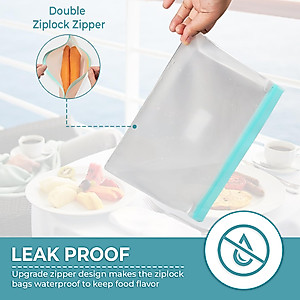 Temsy Reusable Snack Bags - 10pcs Reusable Snack Bags – Reusable Freezer Bags for Fruit, Veggies, Meat – Food-Safe Standup Storage Bags for Food with Ziplock Closure – Sustainable Option