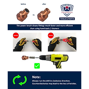 3-Size[6pc] Fitting Cleaning Brush Set (1/2, 3/4, 1.0-inch) Copper Pipe Cleaner for Power Drill, Stainless-Steel Wire Bore Brush, Metal Tube Brushes, Prep Copper/Bronze/Brass Fittings for Soldering