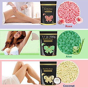 Waxing Beads for Hair Removal 1.1LB, Wax Beads for Sensitive Skin, Painless Wax Beans for Brazilian,Eyebrow Facial Leg for At Home Pearl Waxing Beads with 20 Spatulas for Women Men