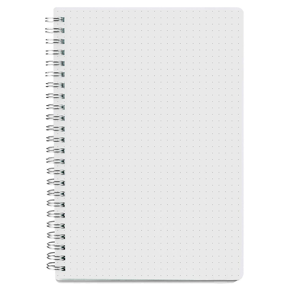 Spiral Dot Grid Notebook - A5 Bullet Dotted Journal, 80 Sheets / 160 Pages, 100gsm White Paper, Transparent Hardcover, 5.8X8.25 in