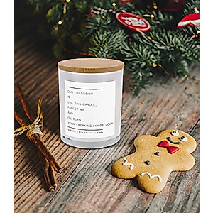 Sundazze Large Scented “Our Friendship is Like This” Candle – 25oz, Natural Soy, Lavender Fragrance – Funny Best Friend Candle, Novelty Gifts for Women, 70-Hour Burn Time