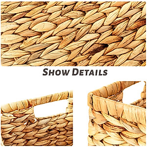 Rlosjin Wicker Storage Basket, Organization Basket, Storage Basket With Built-In Handles, Water Hyacinth Stand (2-Pack, Natural Hyacinth)11.4x11.4x7.1&9.8x9.8x6.5