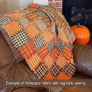 Pumpkin Spice 3 Cotton Homespun Plaid Fabric by JCS - Sold by The Yard