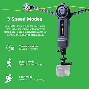 Wiral LITE Cable Cam with Remote for Action Cameras Insta360 X4/X3/X2/ One RS/R, GoPro 11/10/9, Smartphones and DSLR Mirrorless Cameras up to 3.3LBs - Film Moving Shots Even Where Drones Can't Go
