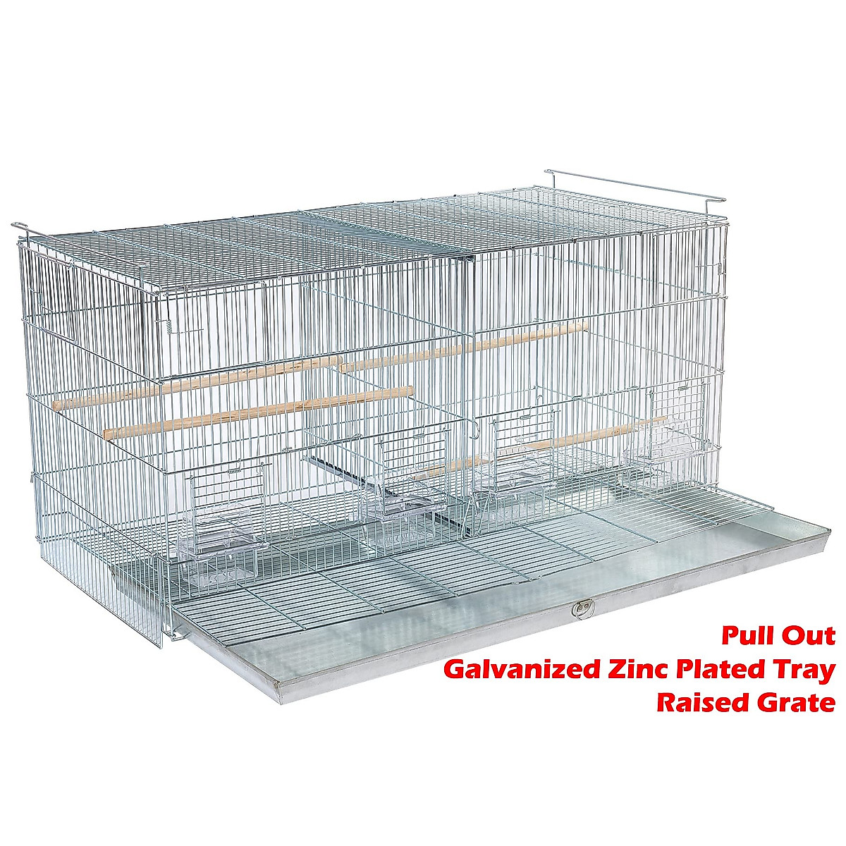 LOT of Galvanized Zinc Plated Stackable Breeder Bird Flight Cage with Removable Center Divider and Breeding Nest Doors (Galvanized Zinc, 26.5"x11"x15"H Lot of 4)