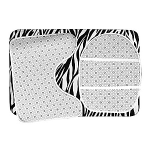 KiOrPeel Zebra Print Bathroom Rugs Set Bath Mat 3 Piece Set Anti-Slip Absorbent, for Bathroom Toilet Living Room Home Decor, One Size