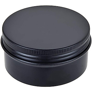 Healthcom 6 oz 12 Packs Black Round Aluminum Tin Cans Screw Top Metal Steel Tins Empty Slip Slide Cosmetic Sample Containers Storage Organization for Salve Crafts Spice Candles