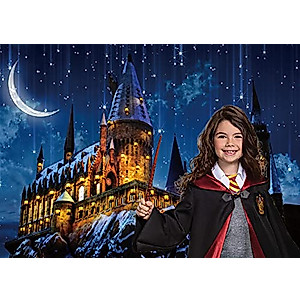 GYA 7x5ft Magic Castle Backdrop-Wizard School Night Sky Moon Photography Background Halloween Decoration Children Birthday Party Banner Photo Booth Props,7x5FT(210x150cm)
