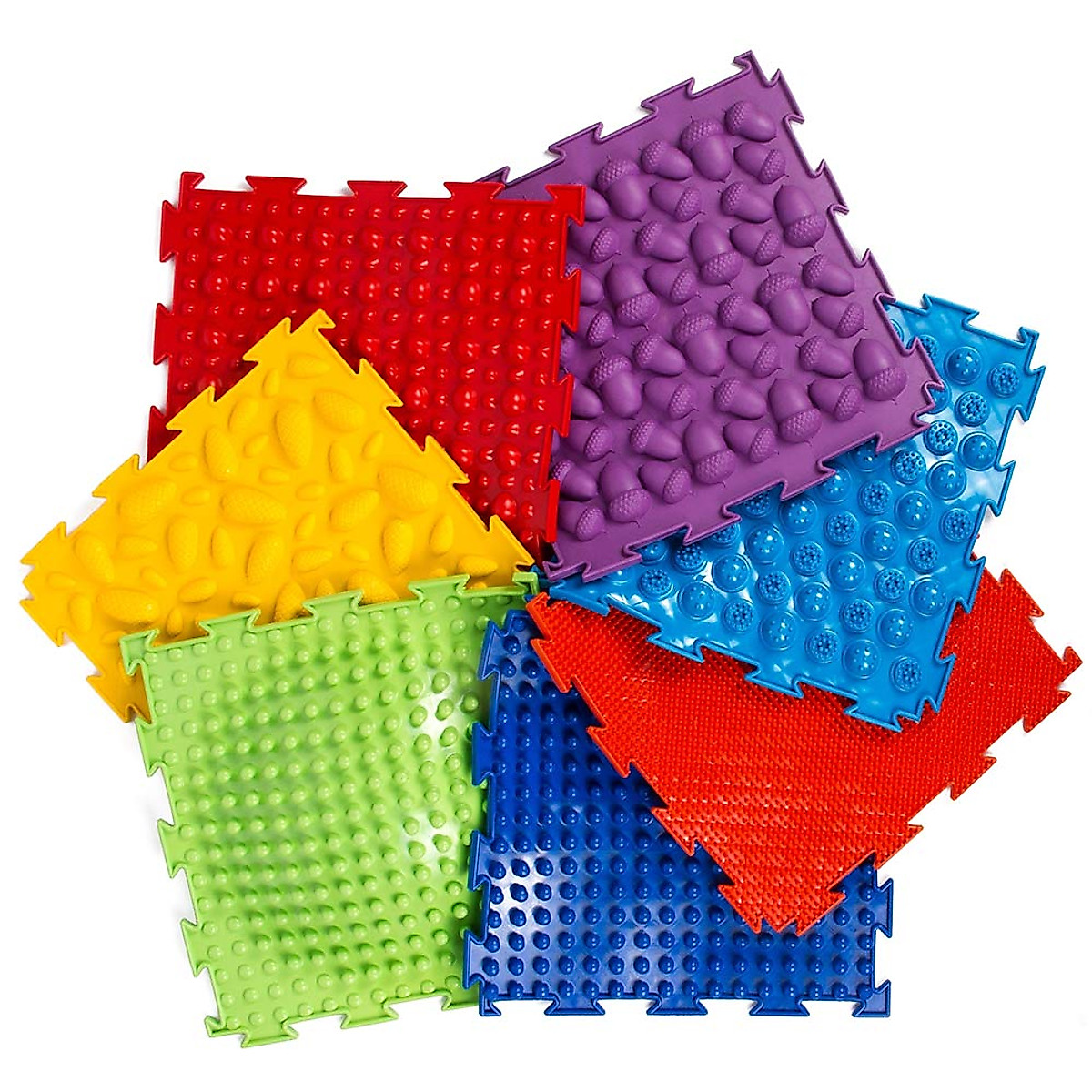 Rainbow Set of Sensory Mat Massage Game Mats for Kids Orthopedic Massage Puzzle Floor mats