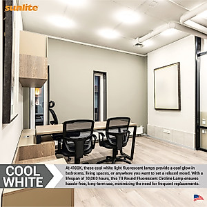 Sunlite 41315 FC12T9/CW T9 Round Fluorescent Circline Lamp, 32 Watts, 2100 Lumens, 4100K Cool White, RoHS Compliant, G10Q 4-Pin Base, 1 Pack