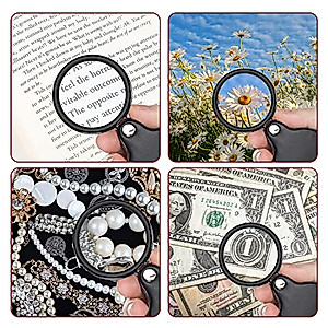 10X Small Magnifying Glass, TEOYALL 2 PCS Mini Pocket Magnifier Folding Magnify Glass with Rotating Protective Holster