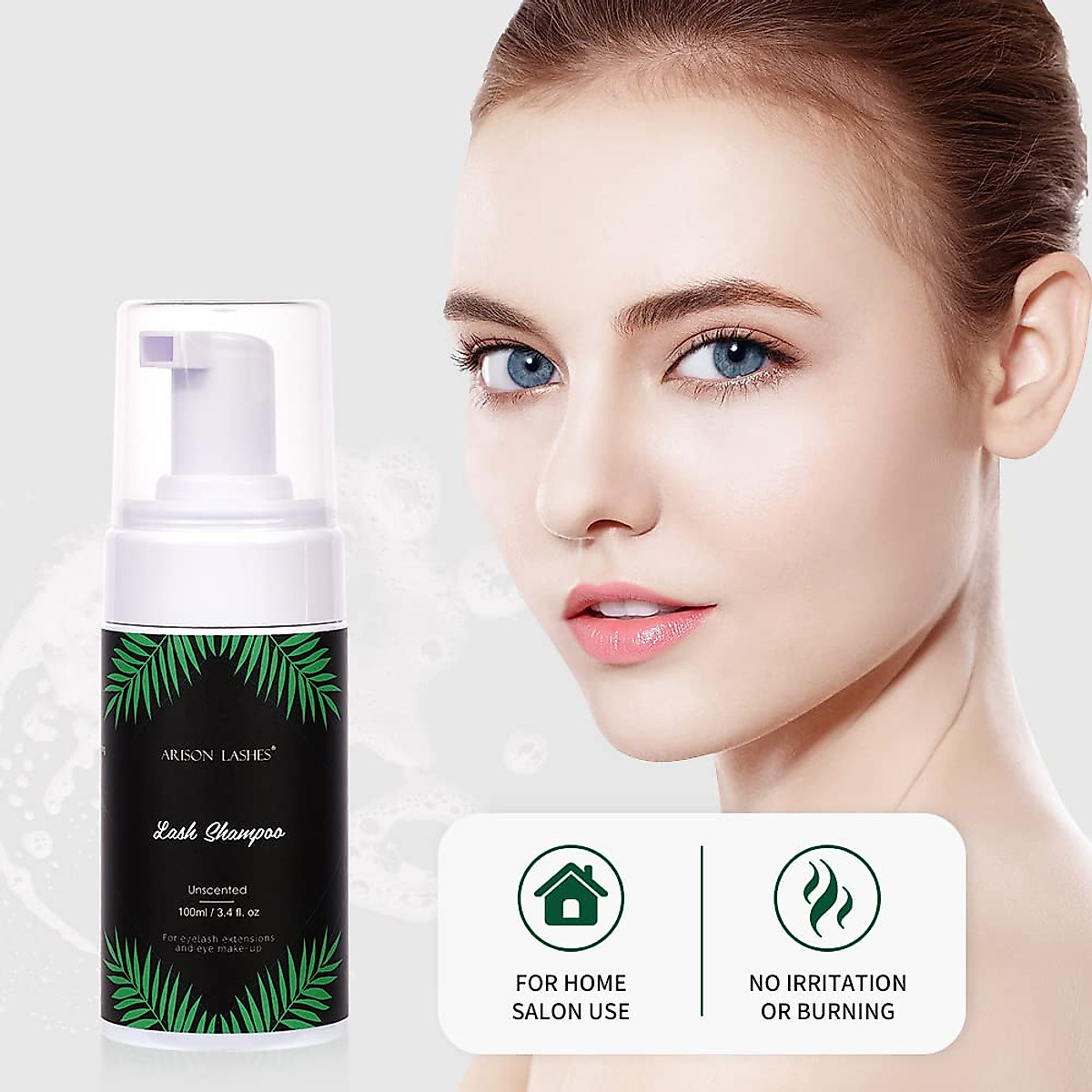 ARISON LASHES Eyelash Shampoo Cleanser Extension Kit︱Mousse Lash Cleanser for Extensions︱Reusable Mascara Brush︱100ml/3.38 fl.oz