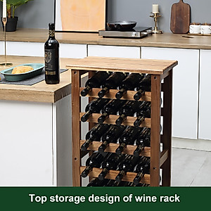 everous Wooden Wine Rack, 7 Tire Floor Wine Storage Rack, 28 Bottles Holder, Freestanding Display Rack for Kitchen, Pantry, Cellar, Natural