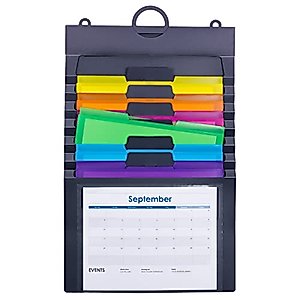 Smead Cascading Wall Organizer, 6 Removable Folder Pockets, Letter Size, Gray/Bright Pockets (92060)