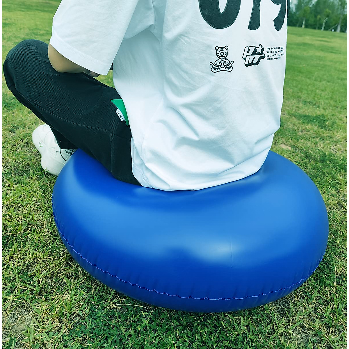 VkerQerd Kids Swing Hammock Pod Chair Replacement Inflatable Cushion, 27.5 in Swing Hammock Pod Chair Thickened PVC Inflatable Cushions (Blue)