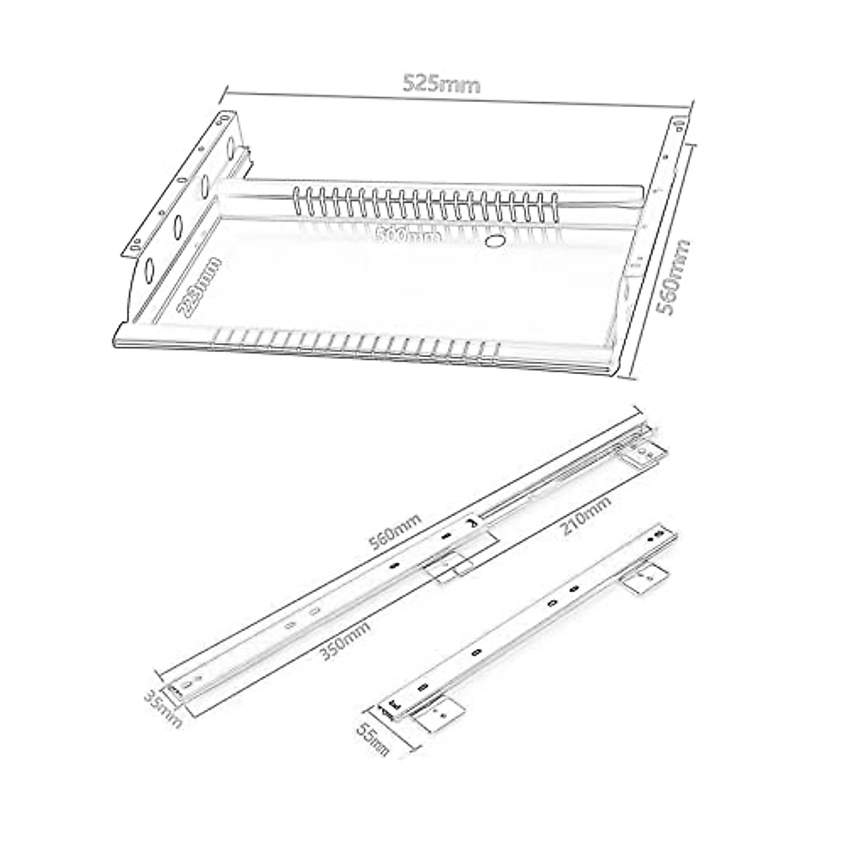 Keyboard Stand, Sliding Keyboard Tray, Under Desk Slide Out Keyboard Holder Drawer Slide, Keyboard Drawer Under Desk with Mouse Platform
